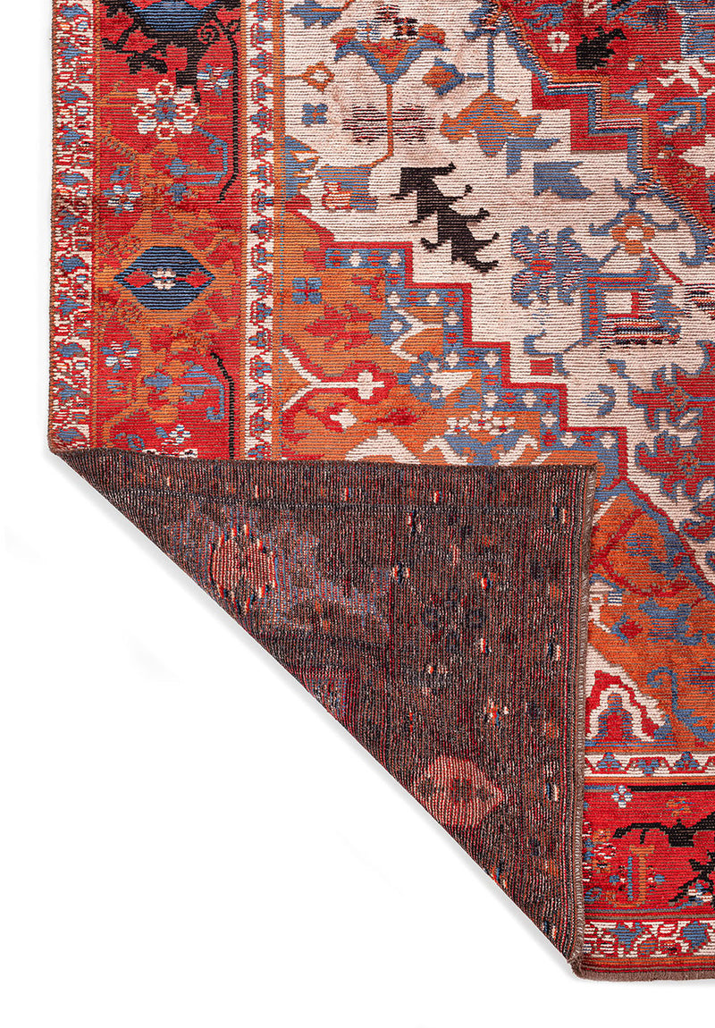 Alcasar Red - Rust Dark Blue Rug
