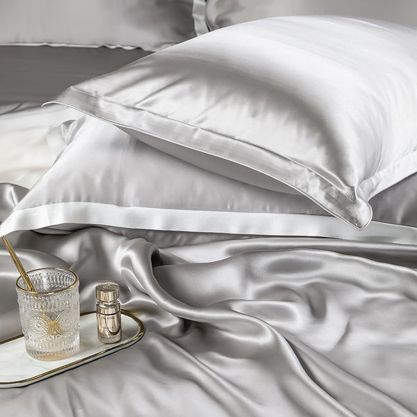 Zenith Grey Luxury Pure Mulberry Silk Bedding Set