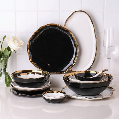 Nora Black White Luxury Dinnerware Set