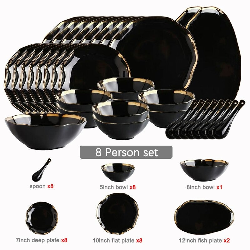 Nora Black White Luxury Dinnerware Set – Venetto Design